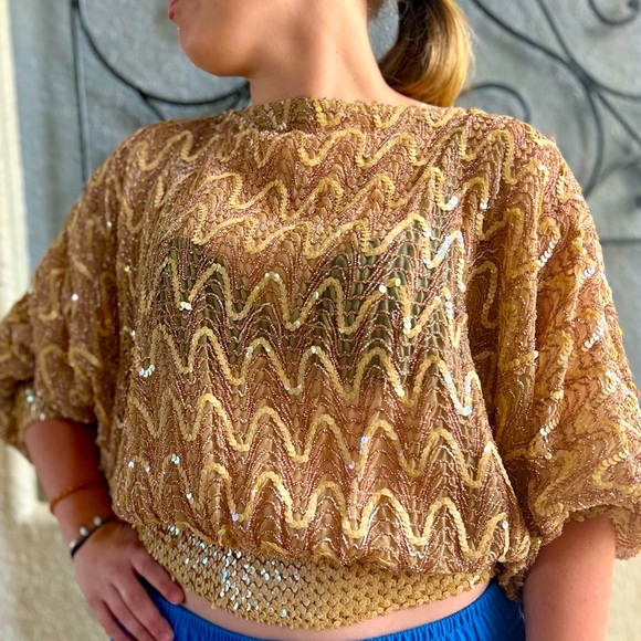 Vintage | Tops | Vintage 8s Jeanette Kastenberg St Martin Sequin Silk ...